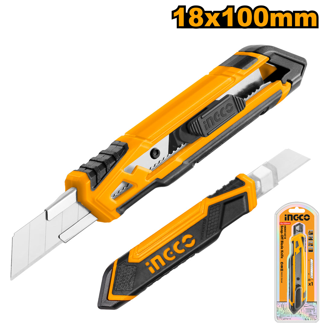 Ingco Snap Off Blade Knife Flat 18mm X 100mm With 1 Sk5 Blade Hkns16518