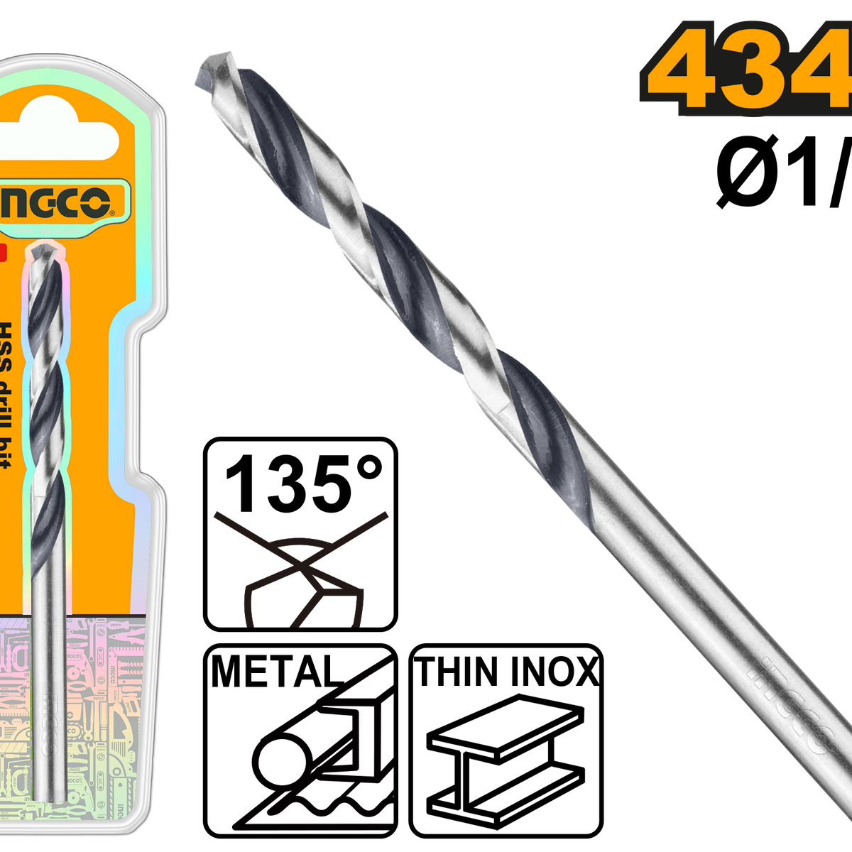 1PC/Set Industrial 4341 Hss Drill Bit 1/2inches DBT1200214 ING-AC ...