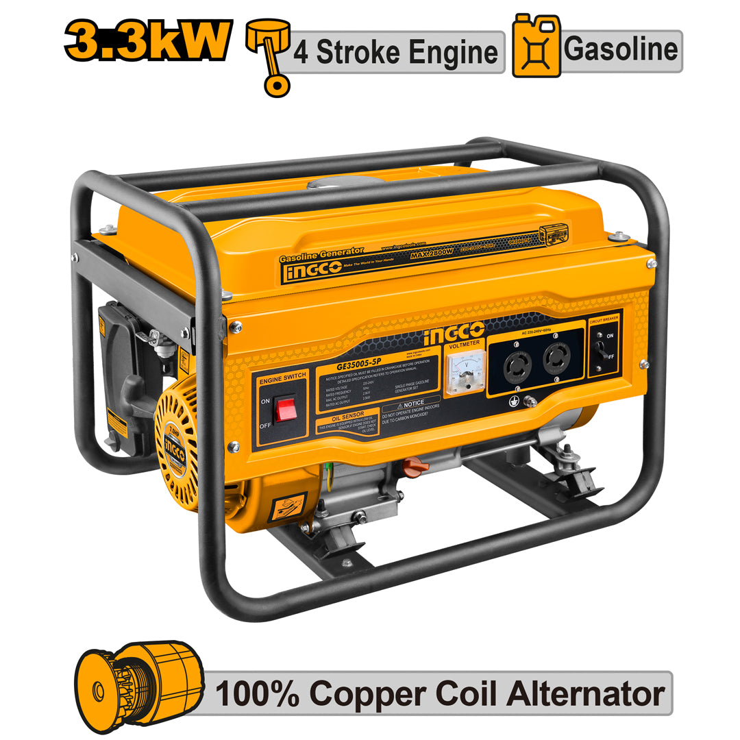 Ingco 3300 Watts / 3.3Kva Gasoline Generator GE35005-5P – INGCO Philippines