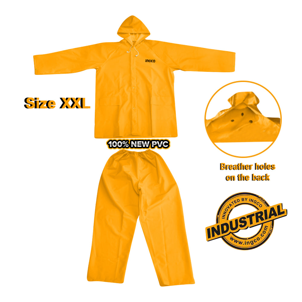 Ingco Industrial Rain Coat Suit Set with Zipper and Pocket – INGCO ...