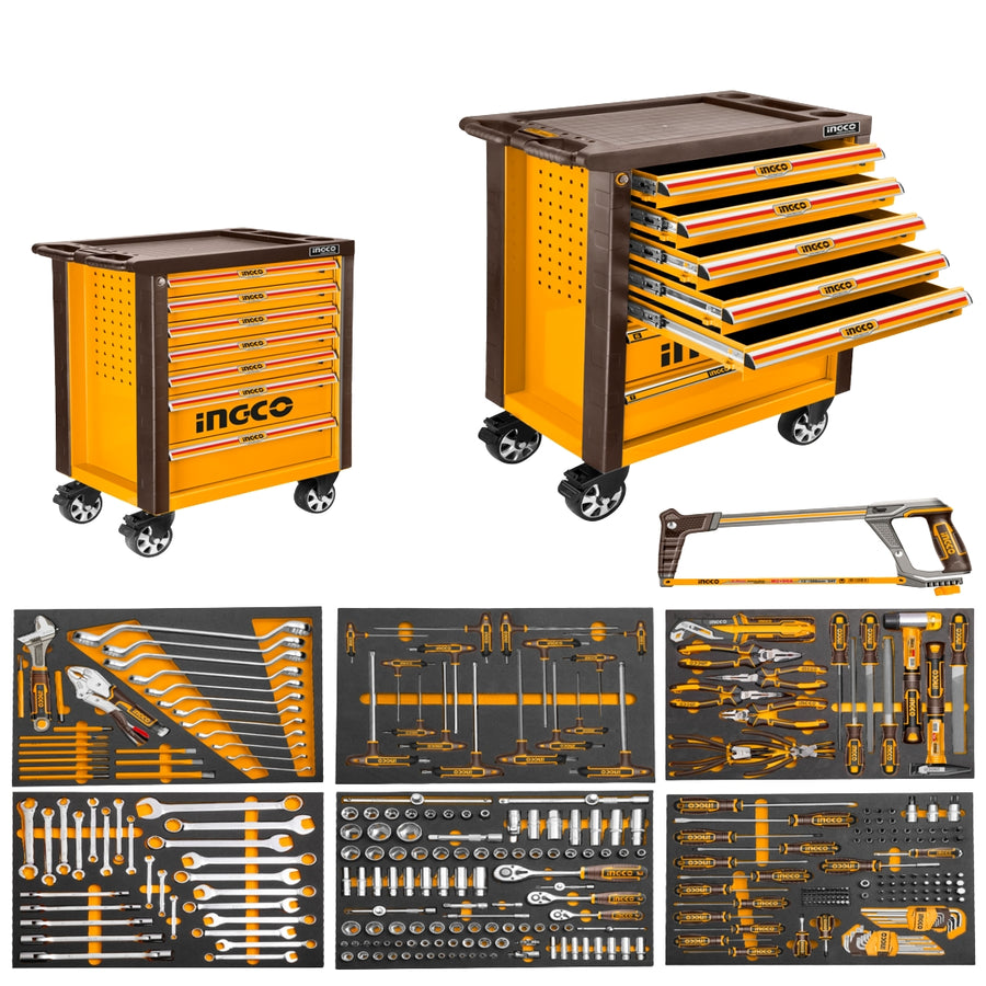 Ingco Ingco (328pcs Tool Chest Set) Roller Cabinet with 7pcs Drawers H ...