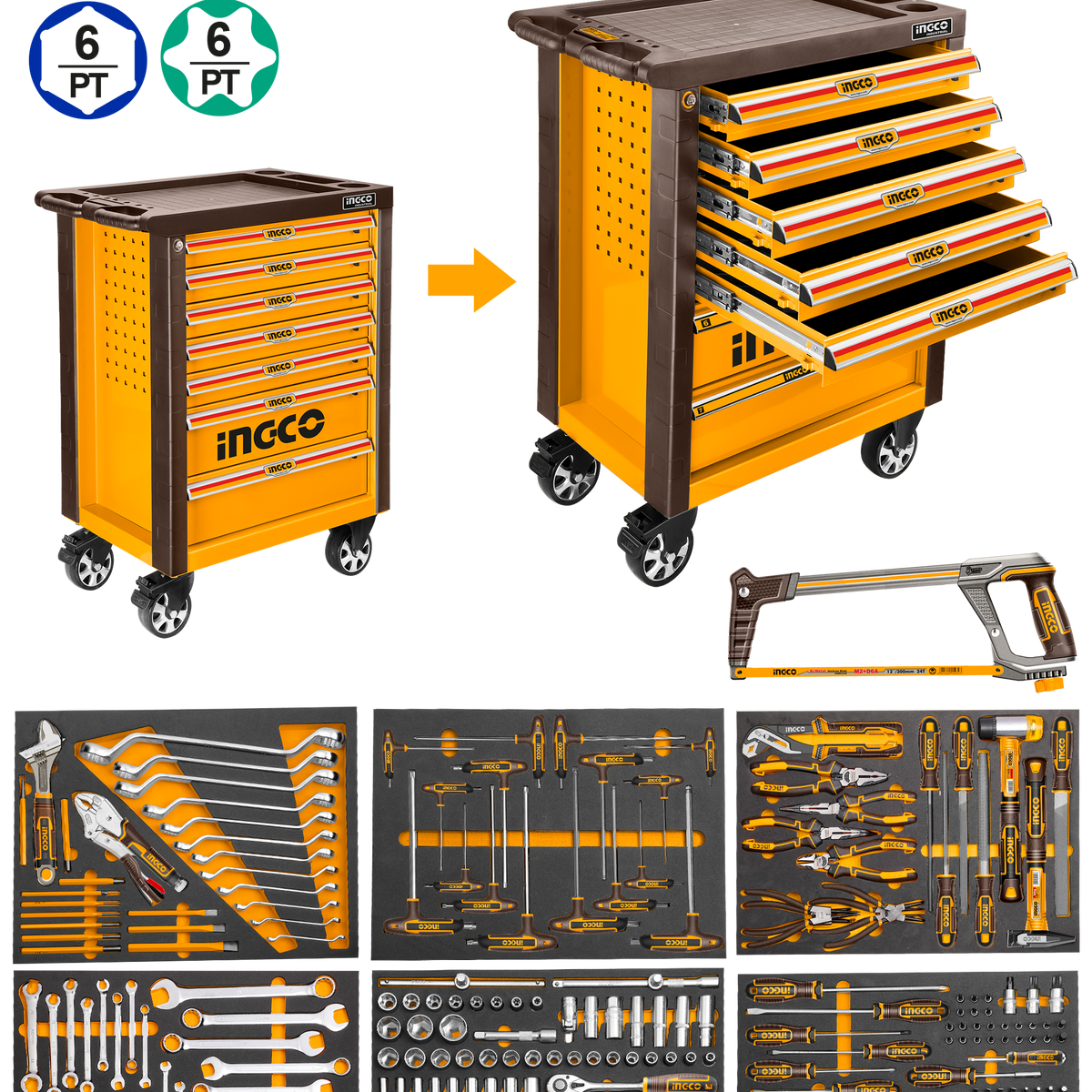 (328pcs Tool Chest Set) Roller Cabinet with 7pcs Drawers HTCS273281 IN ...