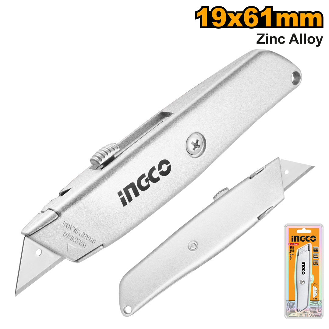 Ingco Utility Zinc Alloy Knife Cutter with SK5 Blade HUK615 – INGCO ...
