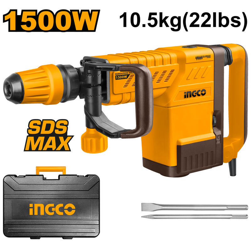Ingco Demolition Breaker / Hammer 1500 Watts with 2pcs Chisel PDB15006 ...