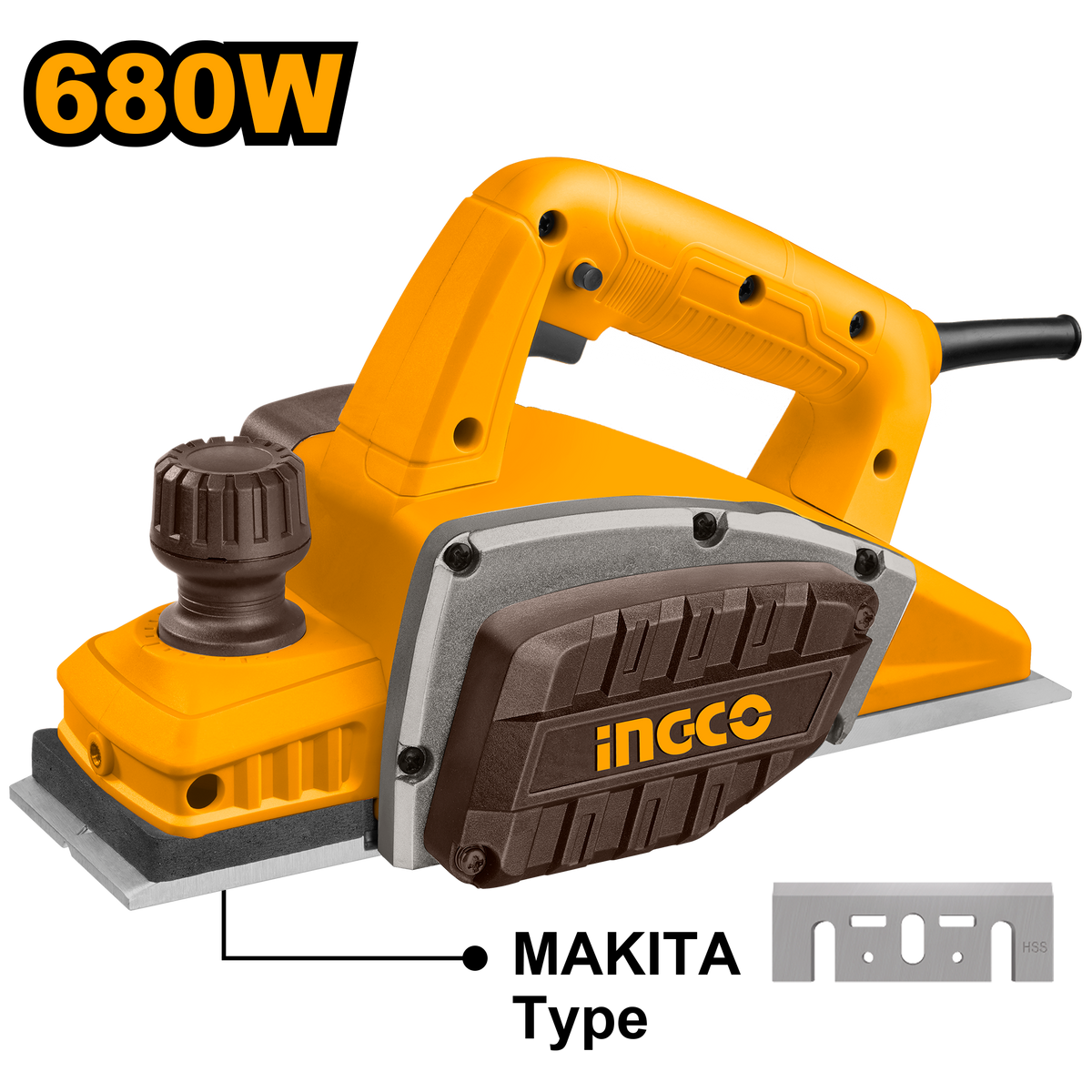 Ingco Electric Planer 680W Power with Planning Width & Depth: 82x1mm P ...