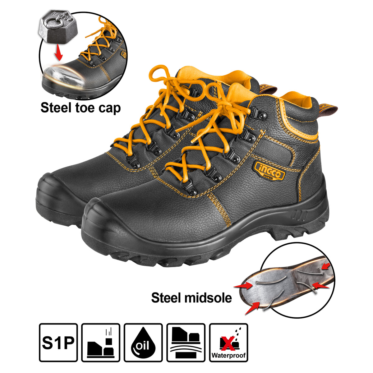 Ingco Safety Boots with Steel Toe Cap SSH04S1P – INGCO Philippines