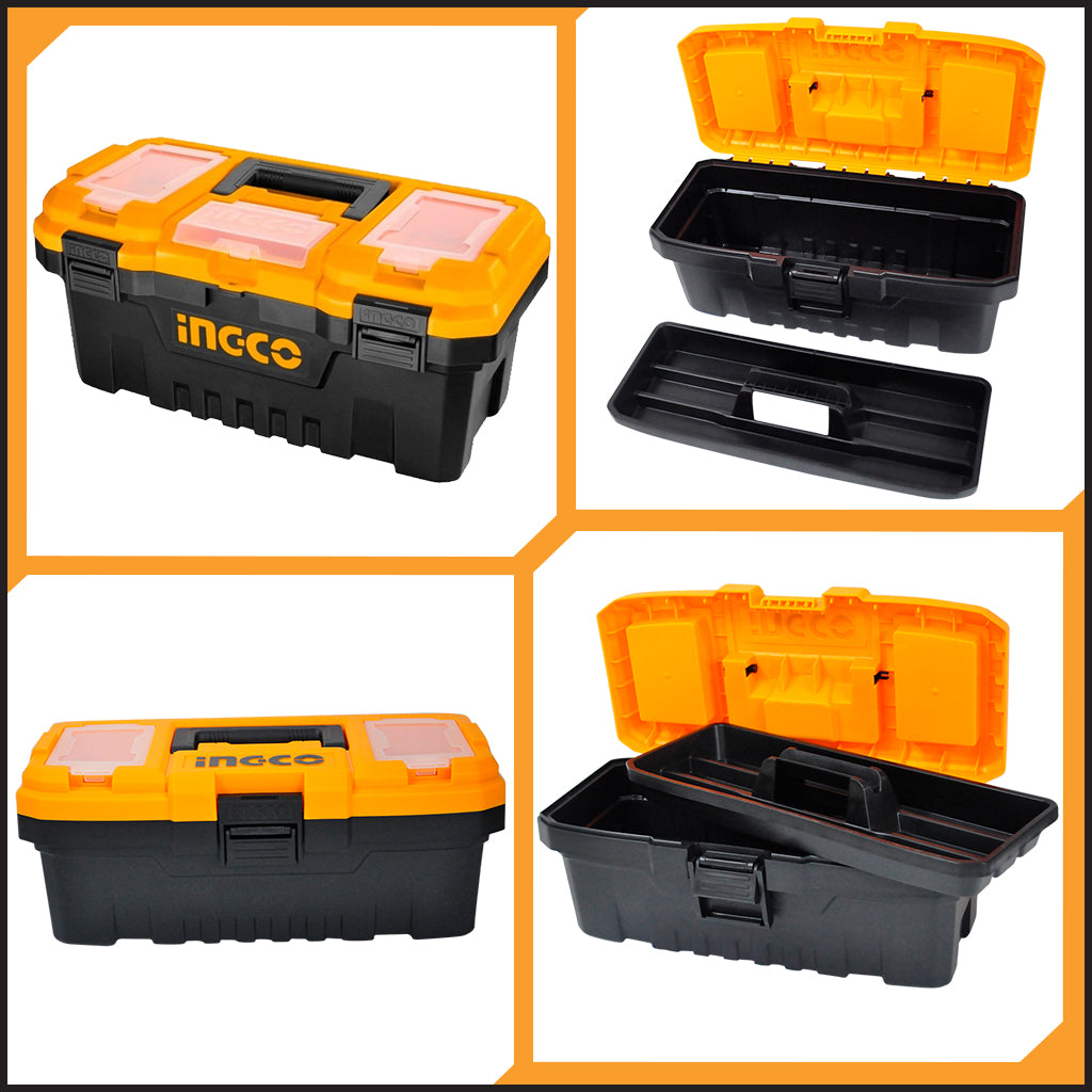 Ingco 14 Inch Plastic Super Hard Tool Box Case Organizer with Removabl ...