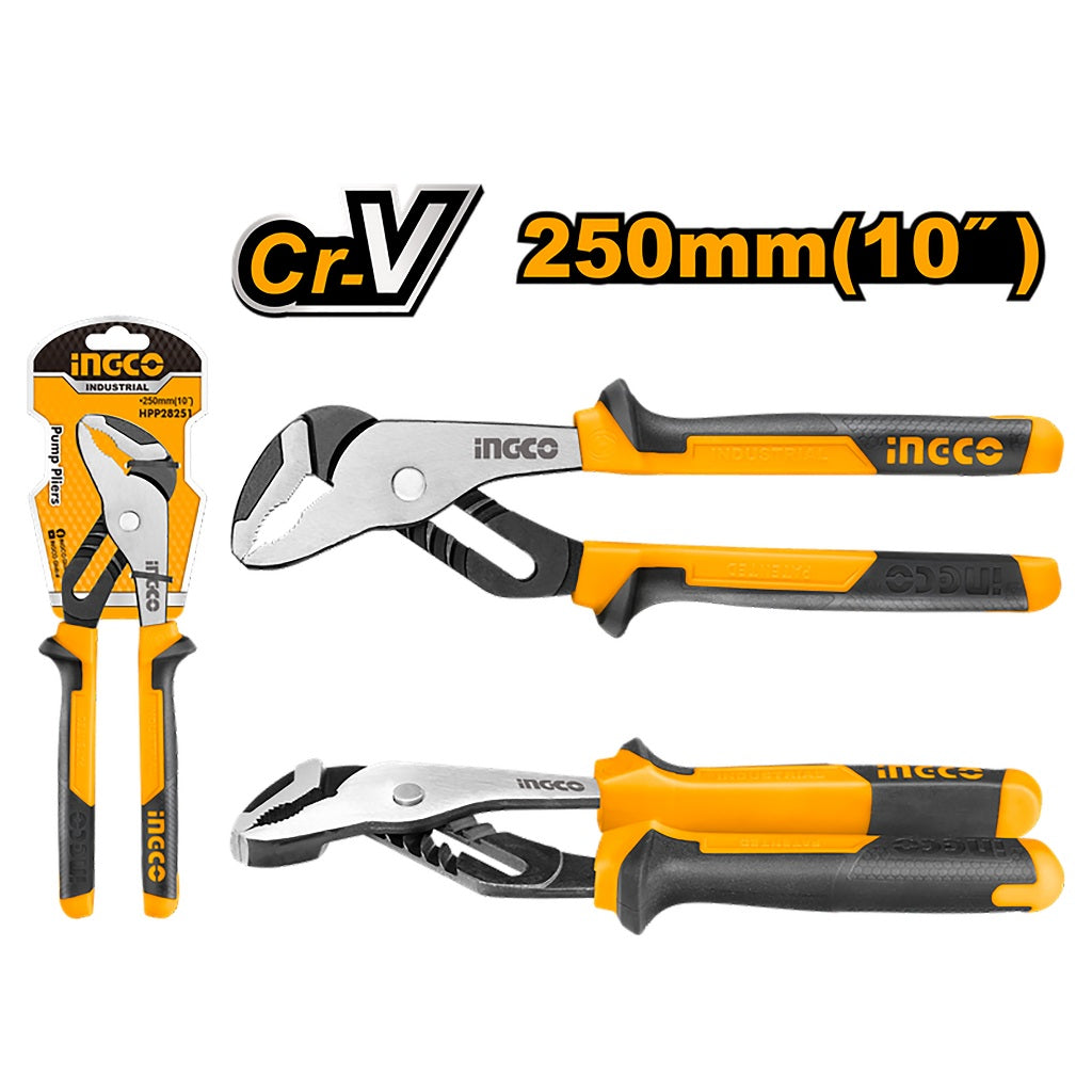 Ingco 10inch/250mm Insulated Glossy Black, Polish Pump Pliers CR-V Ste ...