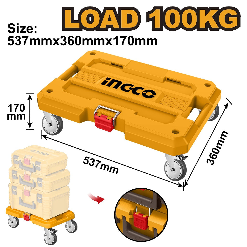 Ingco Rolling Board Load 100KG 537 x 360 x 170mm for Stackable Tool Bo ...